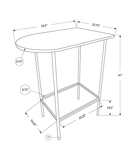 Monarch Specialties Metal Space Saver Bar Table, 24 by 36-Inch, Cappuccino/Black, 36" X 24" X 41"