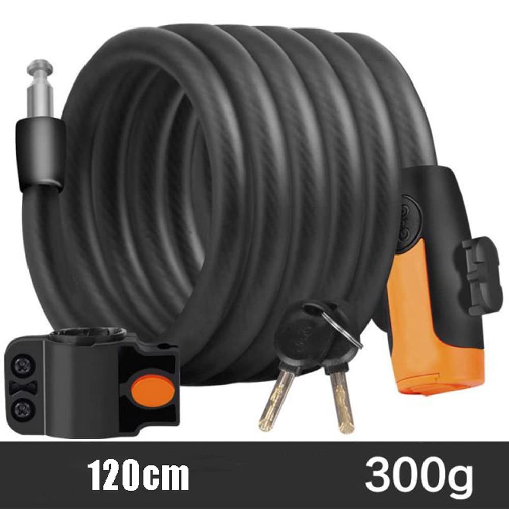 AZPINGPAN 120/150cm Mountain Bike Bicycle Cable Lock 丨 with Keys Fixed Anti-Theft Steel Chain Lock Bicycle Accessories 丨with Mounting Bracket