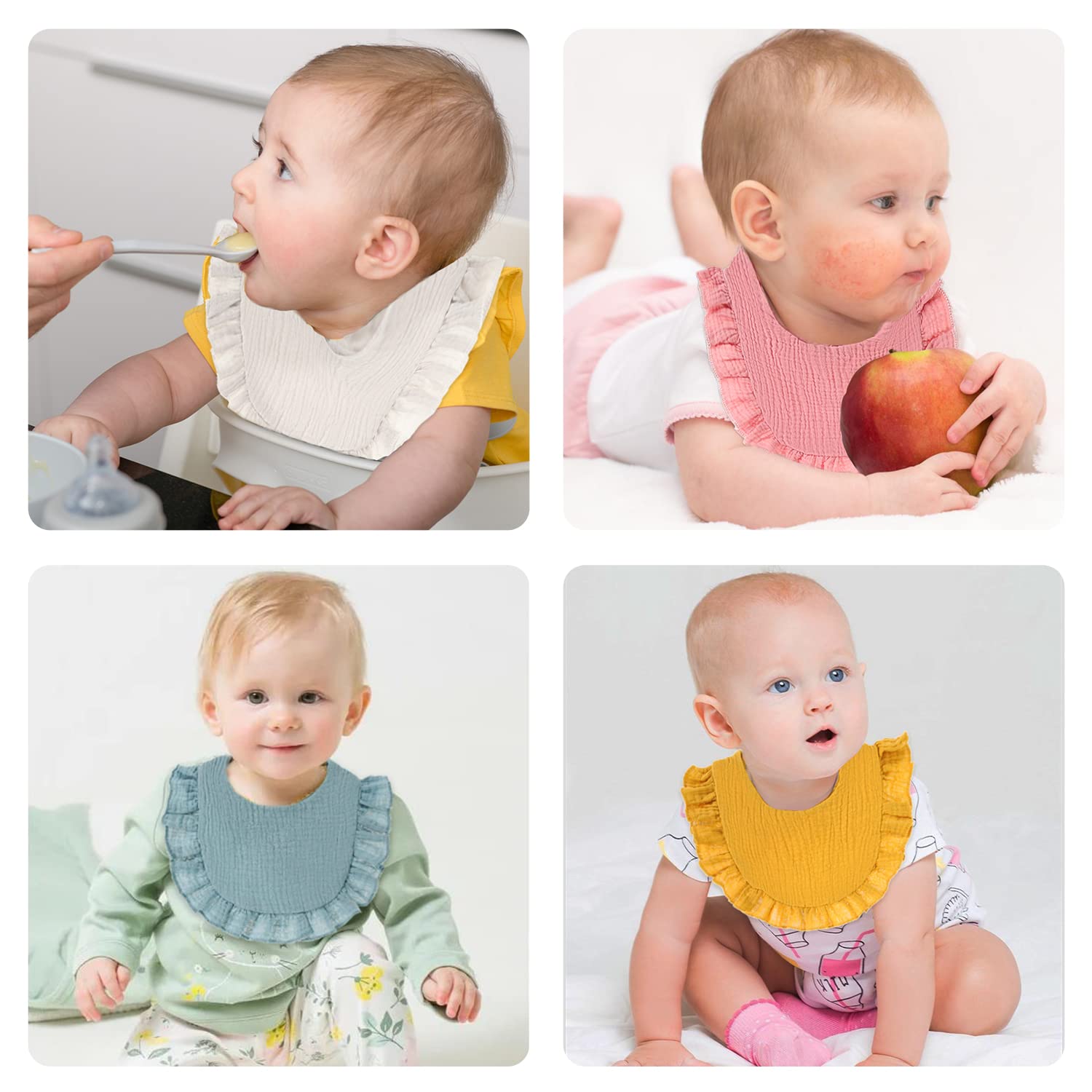 BALTERS Muslin Baby Bibs for Baby Girls Multi-color All Cotton Set for Teething and Drooling(2)