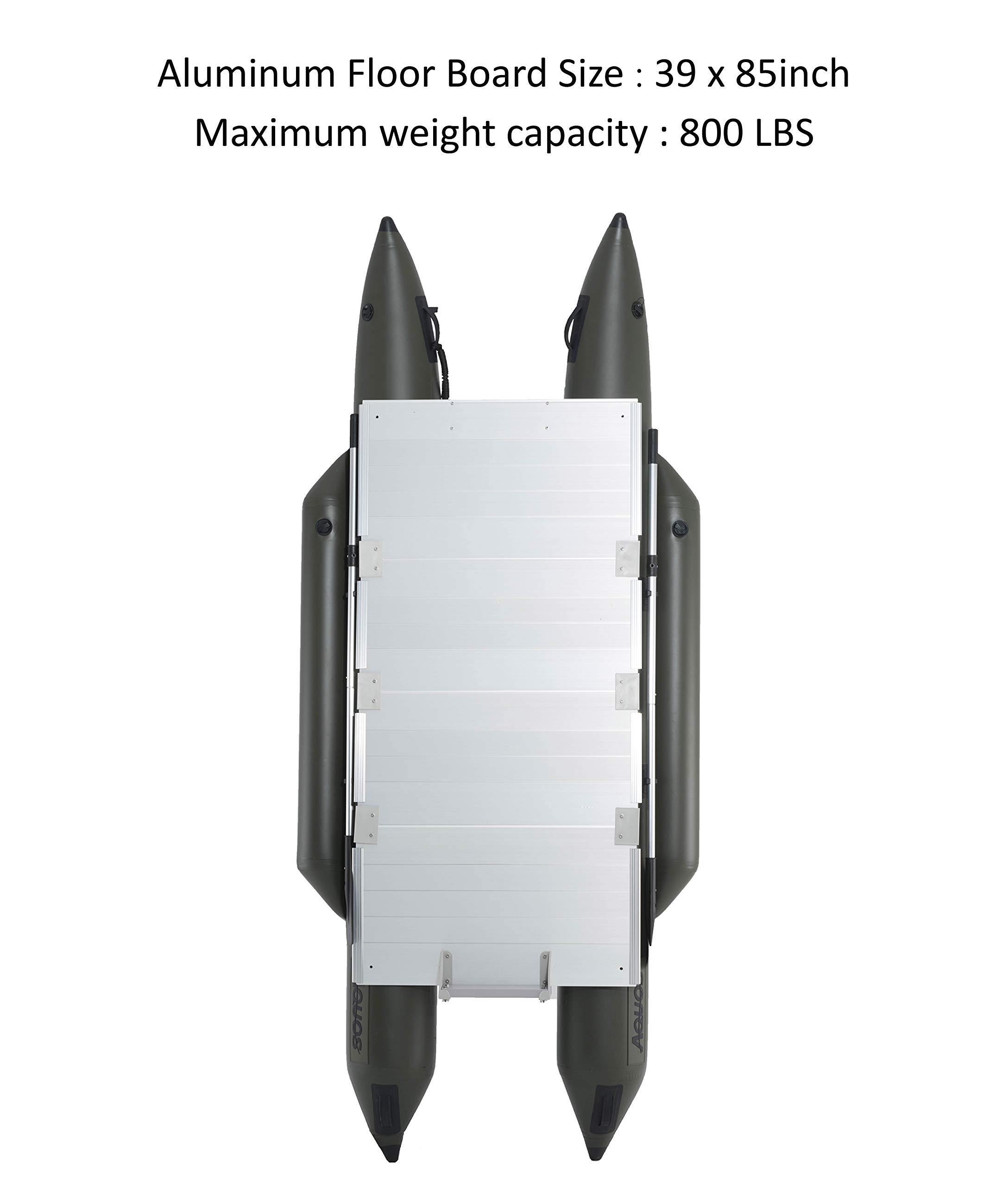AQUOS Heavy-Duty for Two 11.5ft Inflatable Pontoon Boat with Stainless Steel Guard and Folding Seat and Haswing Handle Control 12V 55LBS Transom Trolling Motor for Fishing