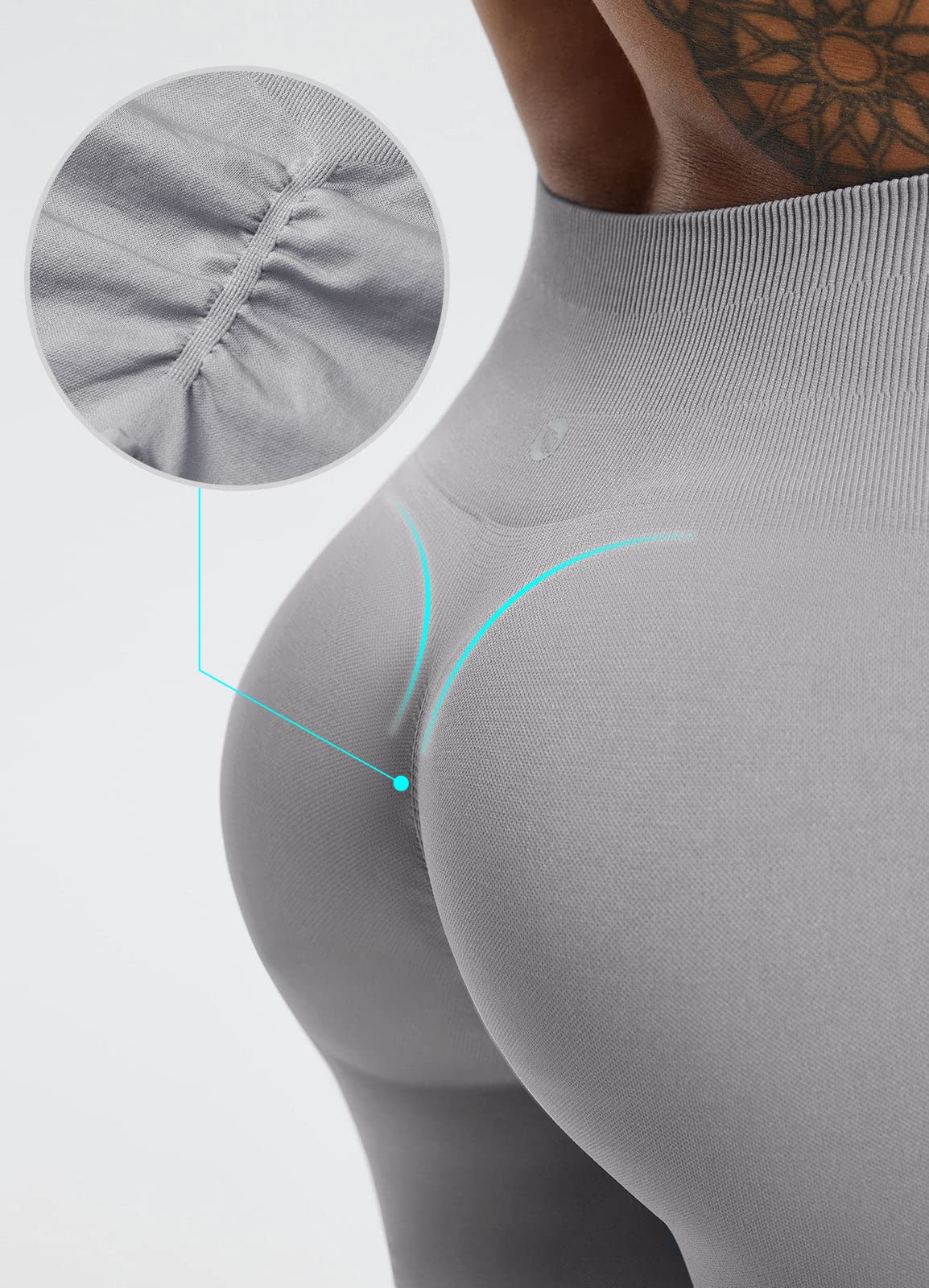 BALEAF Women's Seamless Shorts Workout Gym Scrunch Butt Running Yoga Athletic Spandex High Waist Booty Biker Shorts Grey L