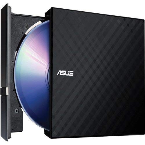 Asus SDRW-08D2S-U/BLK/G/AS Hi-Speed USB External Slim 8X DVD±RW (±R DL)/DVD-RAM Stylish Cut Design Optical Drive - Black (Renewed)