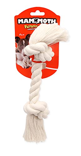 Mammoth Pet Products Dog Flossy Chews 100-Percent Cotton White Rope Bone, Medium, 12-Inch (10004V), All Breed Sizes