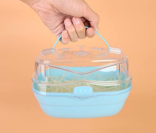 Portable Carrier Hamster Carry Case Cage with Water Bottle Travel&Outdoor for Hamster Small Animals (Blue)