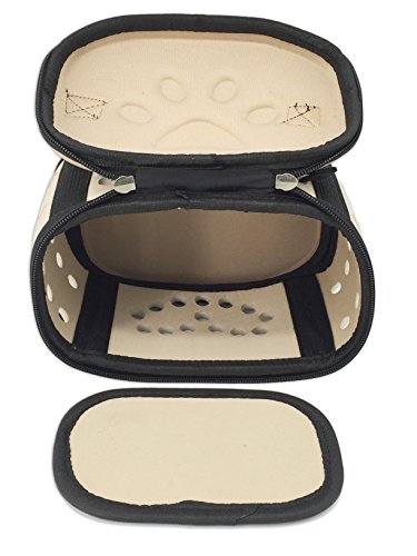 Portable Mini Poodle Puppy Carrier Hamster Cage - Cute Travel Carrier Hard-Sided Cage for Small Animal Puppy Kitty Hedgehog (Beige)