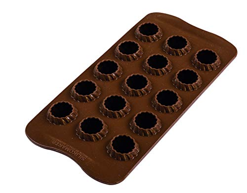 Silikomart 3D-Pralinenform Flamme, 15er-Form Silicone Mould Choco Flame, 8 ml x 15, Brown