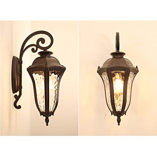 MUMUMI Waterproof Gate Villa Outdoor European Style Wall Lamp E27 Home Garden Creative Personality Coffee Color Wall Sconces Lights, Industrial Wall Light (Size : S)