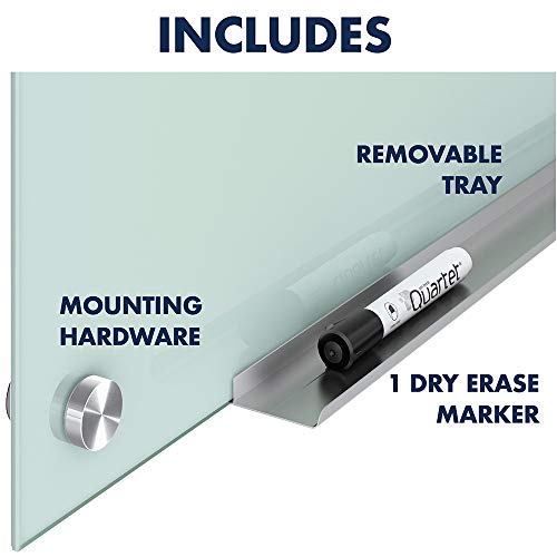 Quartet Whiteboard, Glass Dry Erase Board, Non-Magnetic, 3' x 2', Infinity Frameless Mounting, Frosted Surface, Accessory Tray, and 1 Dry Erase Marker (G3624F)