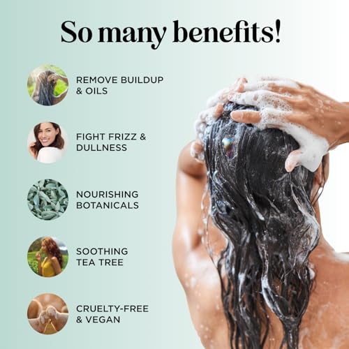 Purifying Rosemary Shampoo Sulfate Free - Lavender Rosemary and Tea Tree Shampoo for Thinning Hair and Scalp Care - Paraben and Sulfate Free Clarifying Shampoo for Build Up with Essential Oils