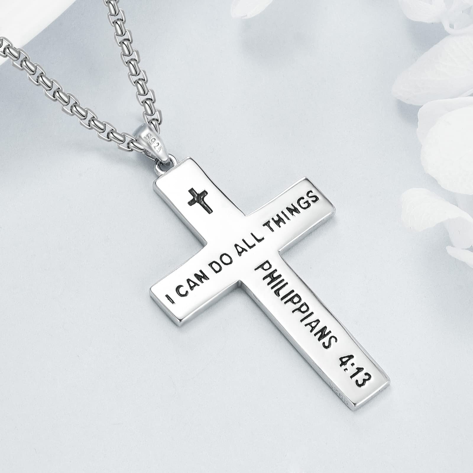 American Flag Cross Necklaces US Flag 925 Sterling Silver Patriotic Necklace Unisex