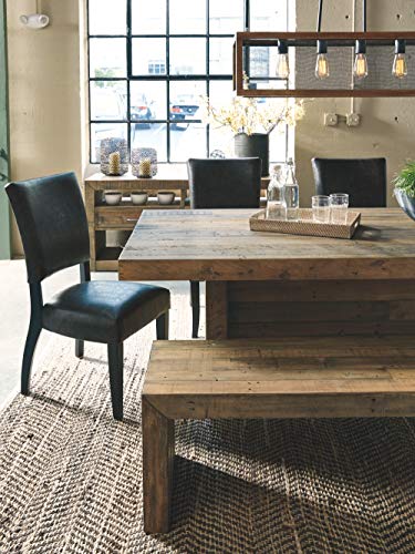 Signature Design by Ashley Sommerford Rustic Wood Dining Room Long Bench, Brown