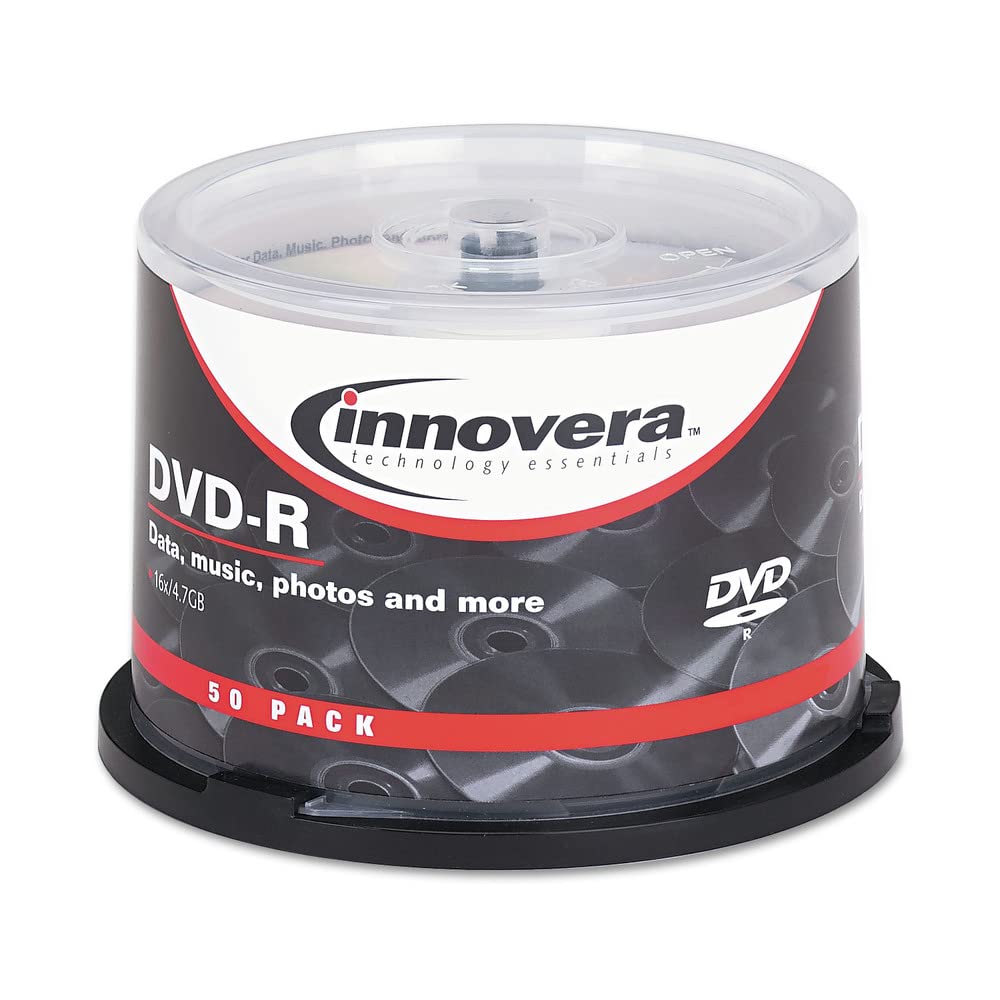 Innovera 46850 DVD-R Discs, 4.7GB, 16x, Spindle, Silver (Pack of 50)
