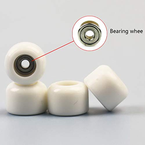 BANGNA 4 Pcs/Set Professional Urethane CNC Bearing Wheels for Wooden Fingerboard, White, One Size