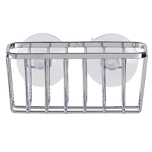Kitchen Details Suction Cup Mount Sponge Holder | Sink Organizer | Compact Basket | Self-Draining | Chrome