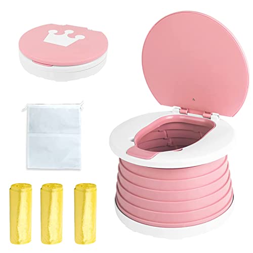 Travel Potty,Toddler Travel Potty,Portable Toddler Potty,Travel Potties Foldable ,Toddler Travel Potty Folding Toilet,Apply to Seat Emergency Toilet for Car, Camping, Outdoor, Indoor (Pink)