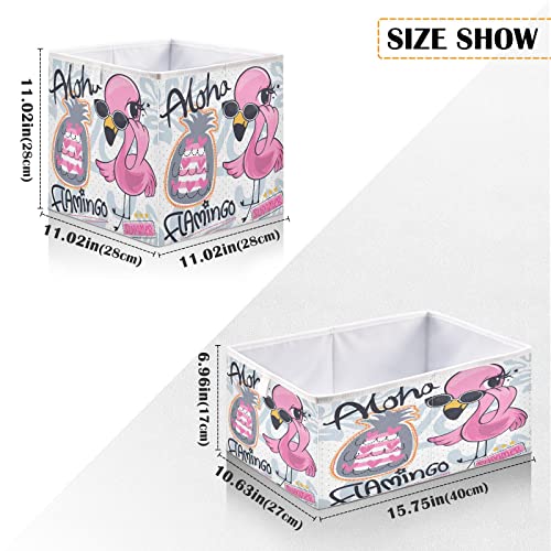Kigai Cute Flamingo Cube Storage Bins - 11x11x11 In Large Foldable Storage Basket Fabric Storage Baskes Organizer for Toys, Books, Shelves, Closet, Home Decor
