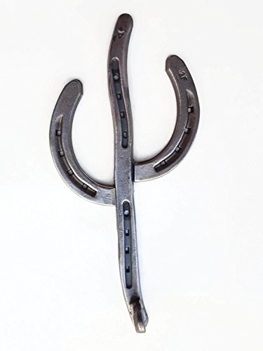 Rustic Horseshoe Cactus Hanger Hooks - The Heritage Forge Polished Metal