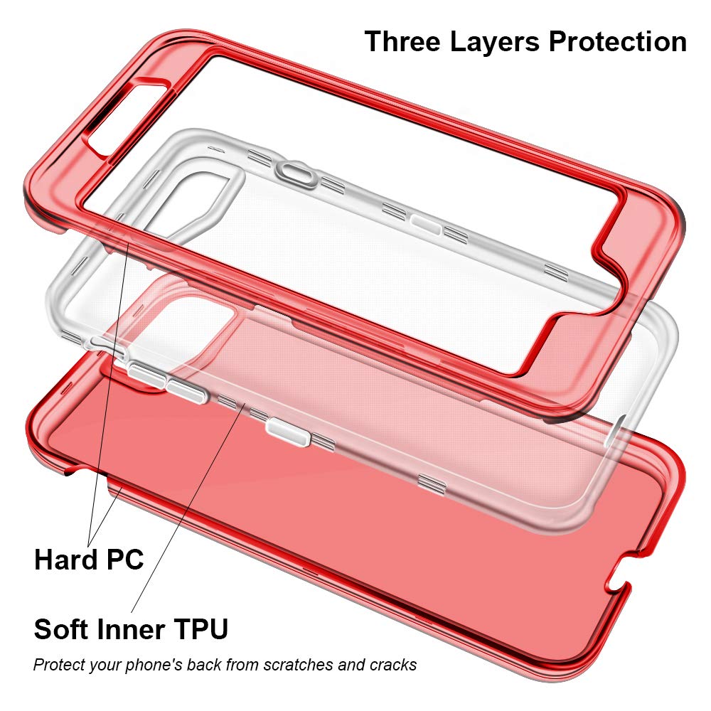 Anuck Case for iPhone 6S Plus Case, for iPhone 6 Plus Case 5.5 inch, Crystal Clear 3 in 1 Heavy Duty Defender Shockproof Full-Body Protective Case Hard PC Shell & Soft TPU Bumper Cover - Clear