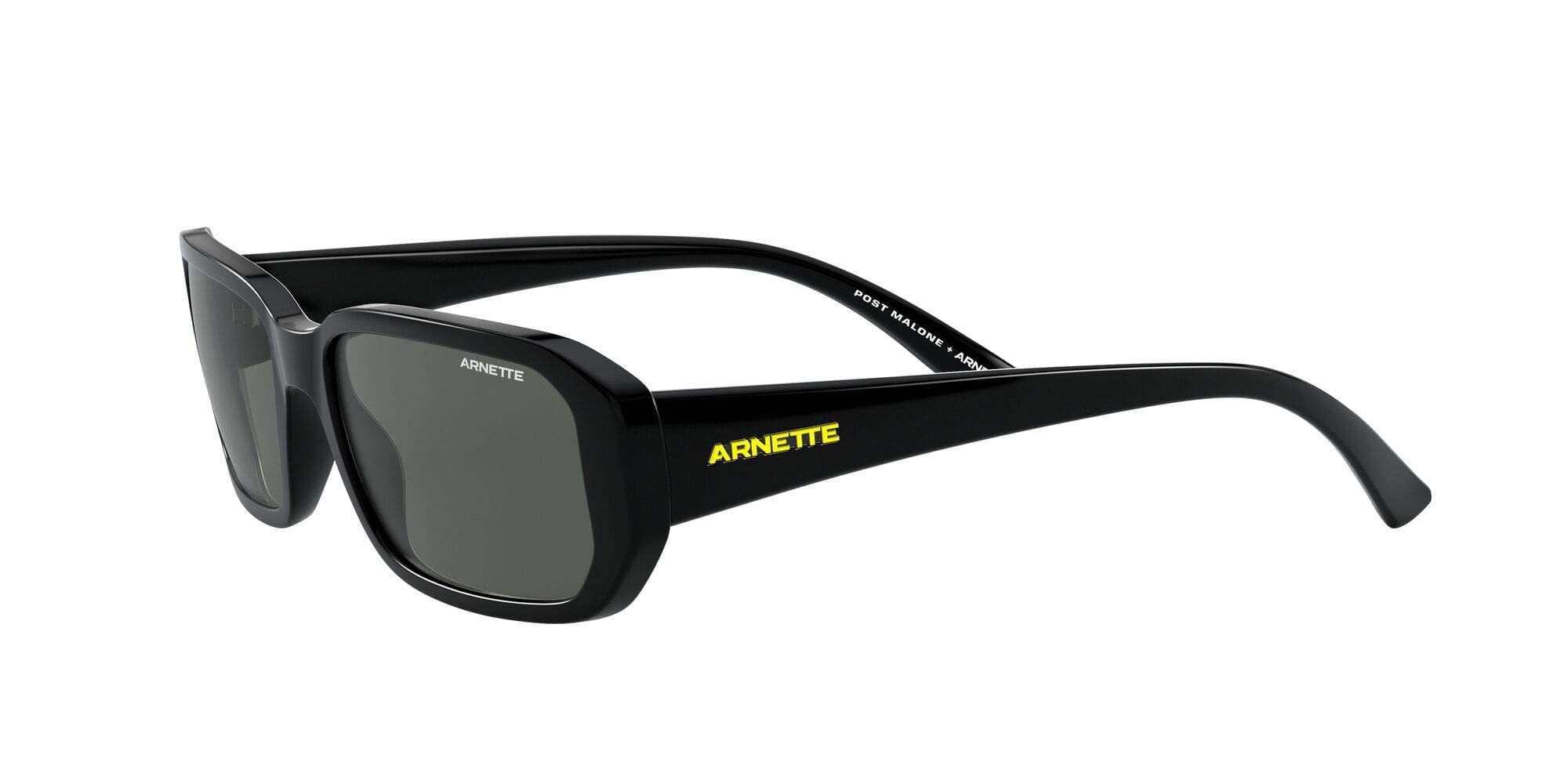 ARNETTE Unisex Sunglasses Shiny Black Frame, Dark Grey Lenses, 55MM
