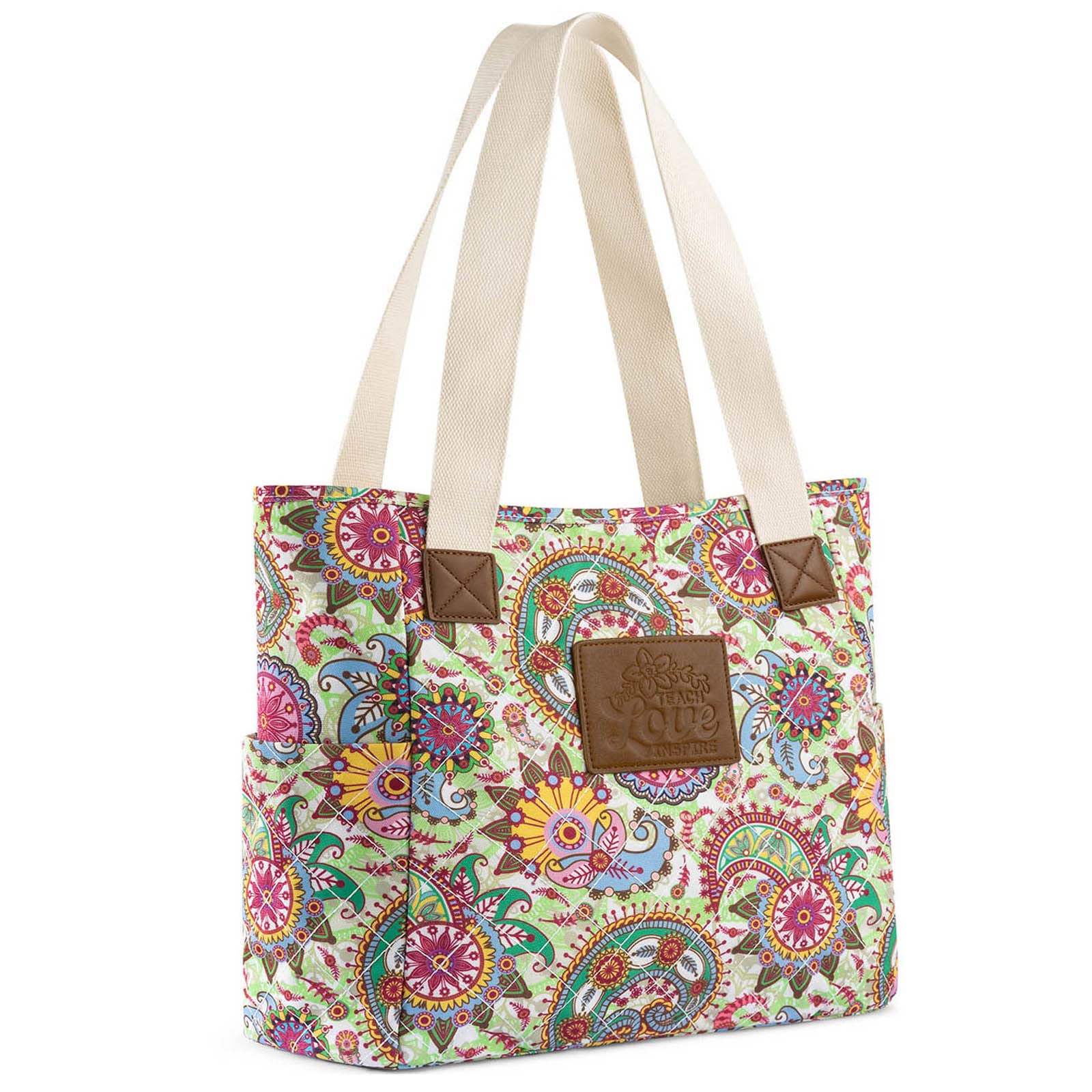 Muzale Teacher Appreciation Graduation Gifts for Women, Large Floral Tote Bag with Special Word for Beginning Teacher, End of Year Teacher Gift for Christmas, Birthday, Graduation, Last Day Of School