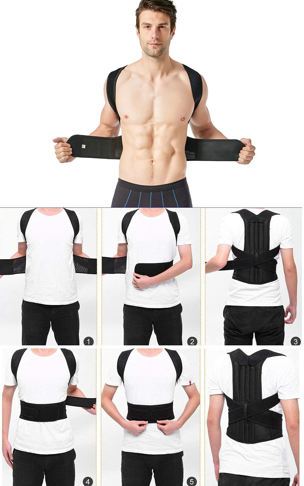 Back Brace Posture Corrector for Women and Men Back Lumbar Support Shoulder Posture Support for Improve Posture Provide and Back Pain Relief (Medium)