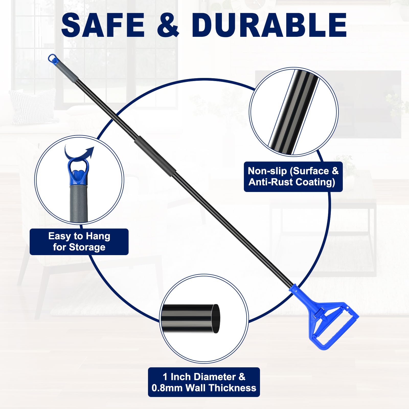 KeFanta 60 Inch Mop Handle Commercial Heavy Duty,Industrial Metal Mop Stick Replacement Quick Change,Wet Mop Head Replacement Holder for Floor Cleaning