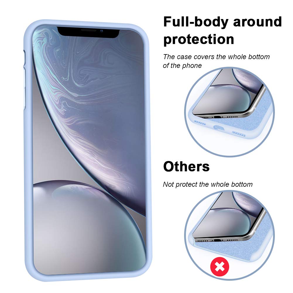 Anuck iPhone XR Case, Soft Silicone Gel Rubber Bumper Phone Case with Anti-Scratch Microfiber Lining Hard Shell Shockproof Full-Body Protective Case Cover for Apple iPhone XR 6.1" 2018 - Black