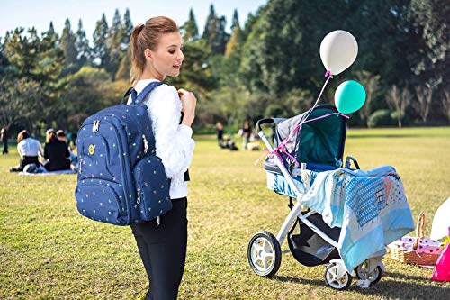 QIMIAOBABY diaper bag backpack, multifunctional and large-capacity travel diaper storage bag (Blue dots)