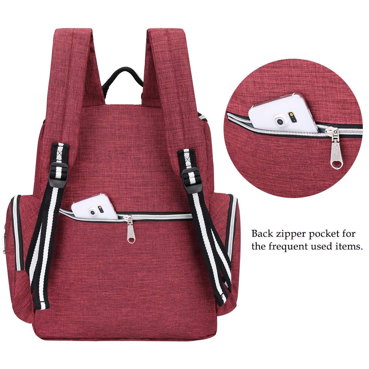 Qimiaobaby Lightweight Diaper Bag, Mommy goes Out to Store Diaper Backpack (Red Win)