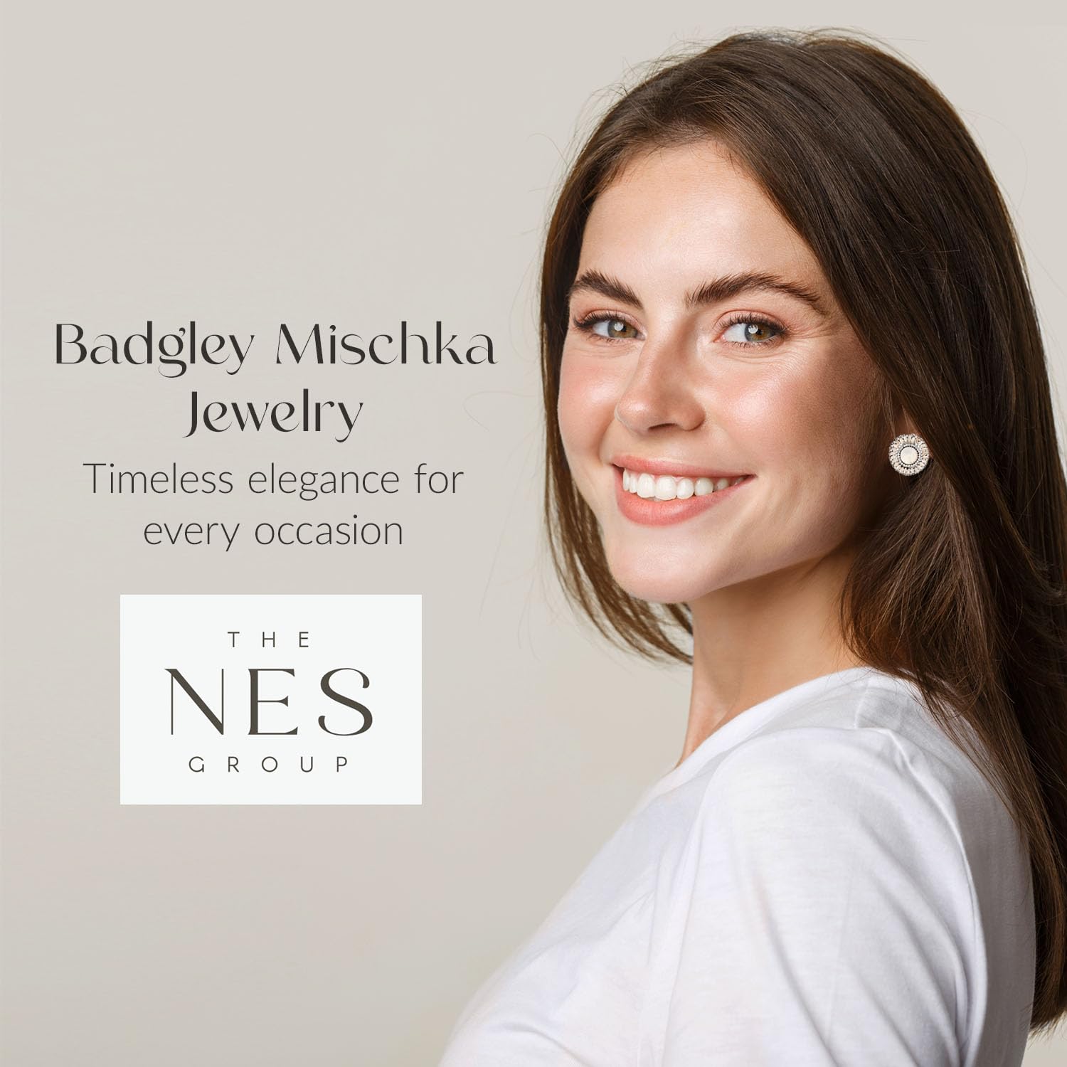 Badgley Mischka Antiqued Finish Round Champagne Rhinestone Clip On Earrings for Women