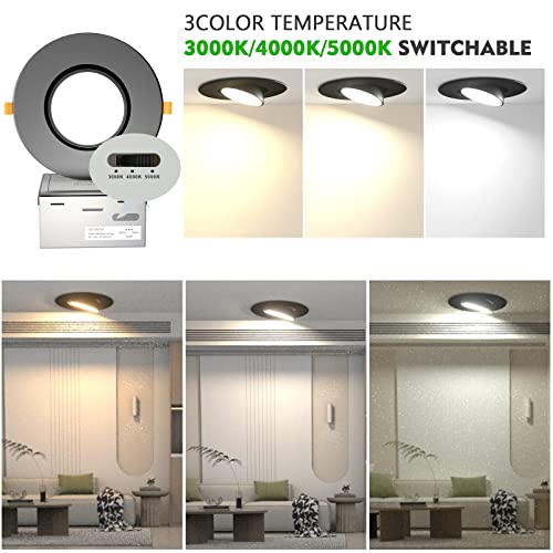 bulbeats 12Pack ๐ ๐ฒ๐๐ฎ๐น 6 Inch Gimbal LED Recessed Lighting, Recessed Lighting 6 inch 12W 1200LM Super Bright Angled Recessed Lighting 3000K/4000K/5000K Directional Downight