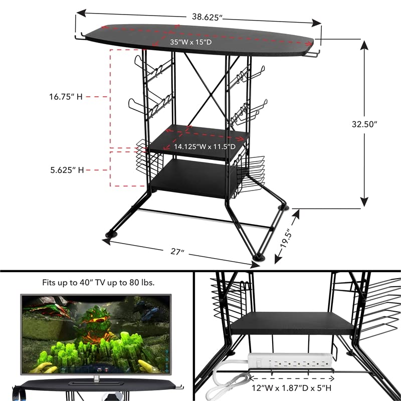 Atlantic XL Centipede Gaming Storage & TV Stand w/Double-Wire Steel in Black