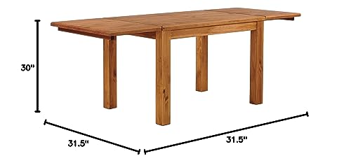 B.R.A.S.I.L.-Möbel TableChamp Dining Table Rio 31.5 x 31.5 Honey Solid Wood Pine Oiled Extension Extendable Komfort