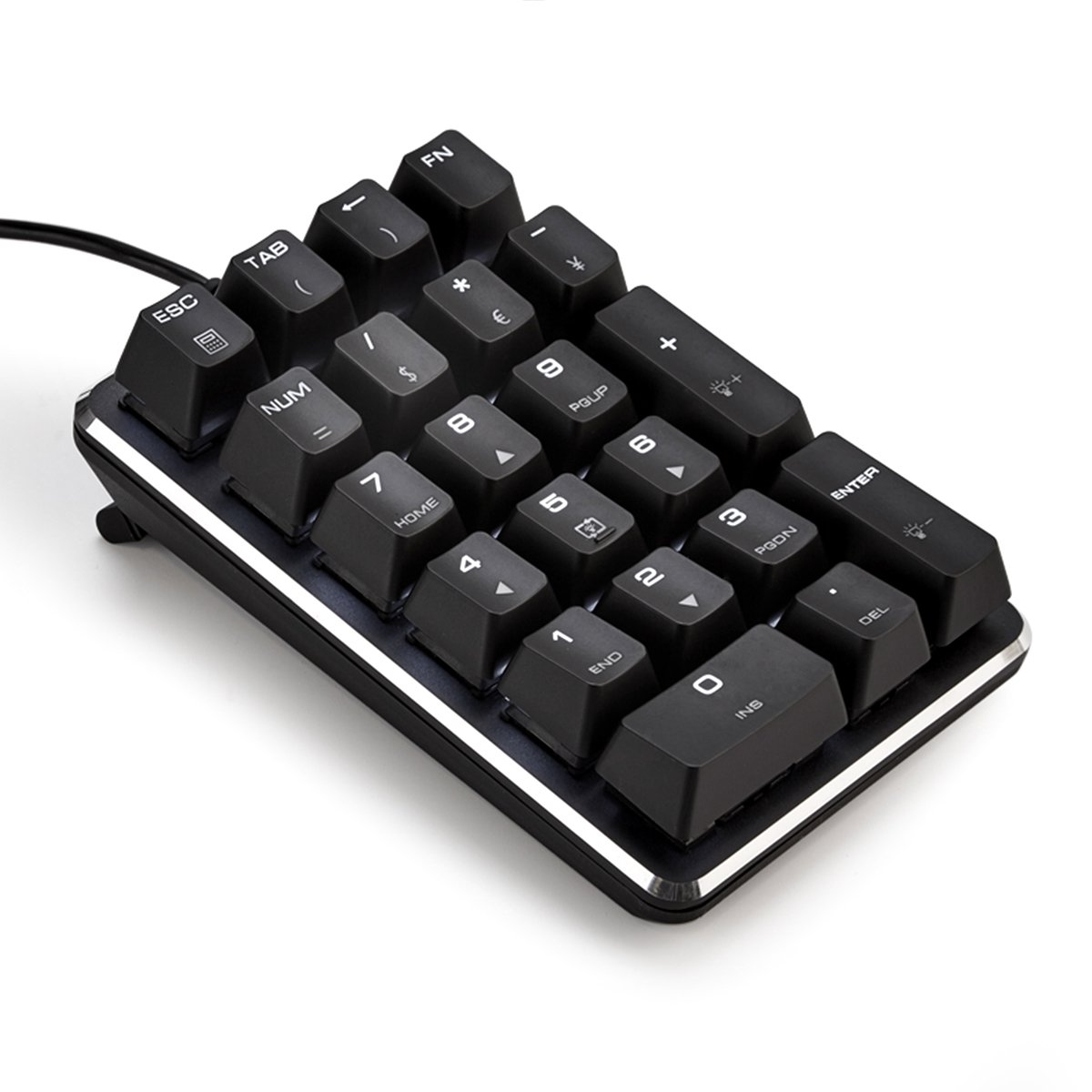 Qisan Mechanical Gaming Numeric Keypad/Keyboard 21 Keys Mini Numpad with Cherry MX Brown Switches White Backlight for iMac/MacBook - Black, Magicfore