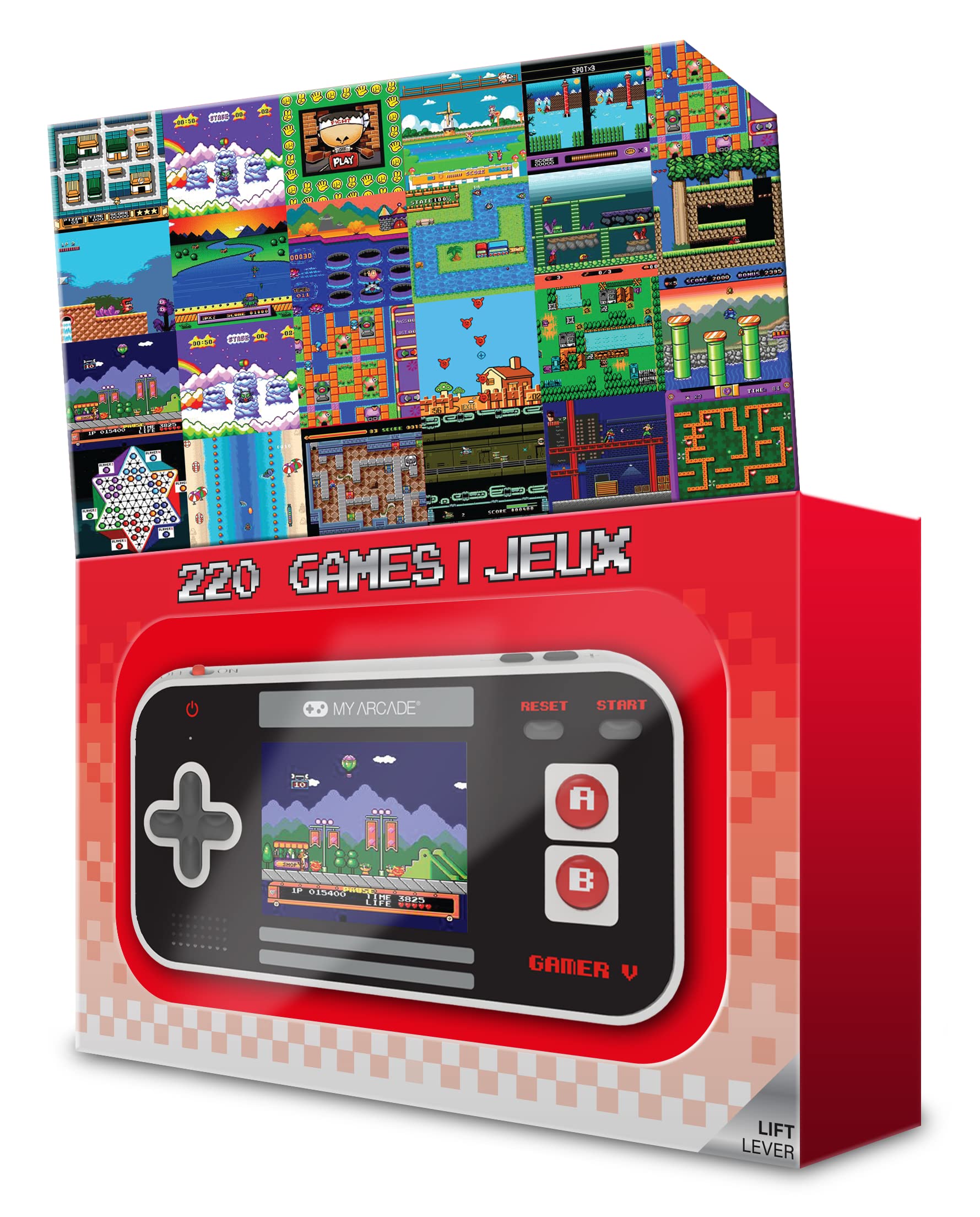 My Arcade Gamer V Classic-Red: Portable Gaming System with 220 Games, 2.5" Color Display, Pocket Size (DGUN-3911),Black