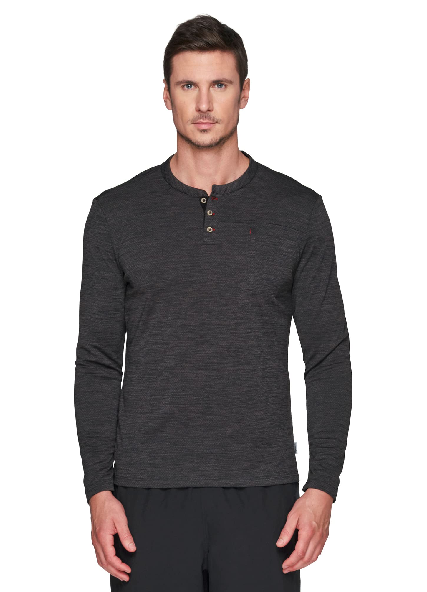 Avalanche Men's Hiking Shirt Breathable Crewneck Long Sleeve Tee Texture Cedar Green M