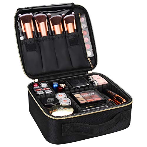Travel Makeup Case,Chomeiu- Professional Cosmetic Makeup Bag Organizer Makeup Boxes With Compartments Neceser De Maquillaje(Black-M)
