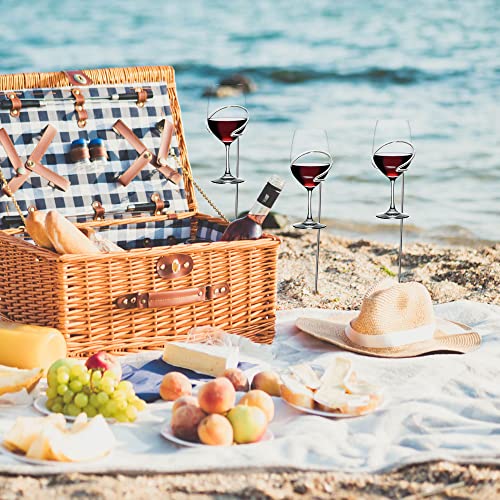 Mind Reader Picnic Wine Sticks, 5 pc Set, 5 Count (Pack of 1), Silver Bottle Glass Holder