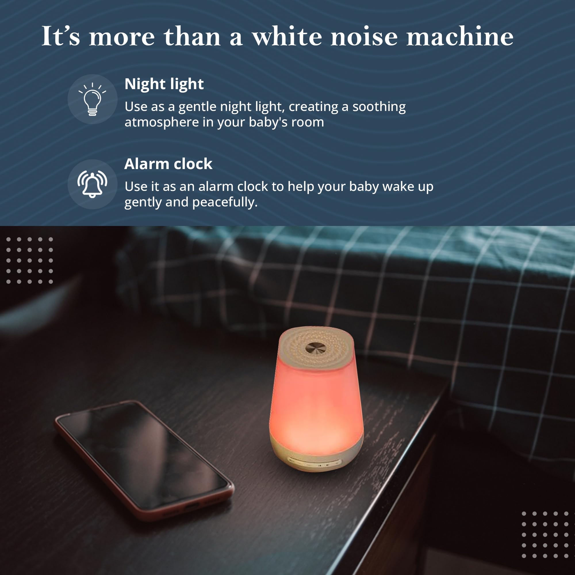 Baby Sound Machine for Better Sleep - White Noise Soother with Baby Night Light, Voice Control, App-Enabled Settings, Toddler Sleep Trainer - 34 High-Fidelity Relaxing Sounds