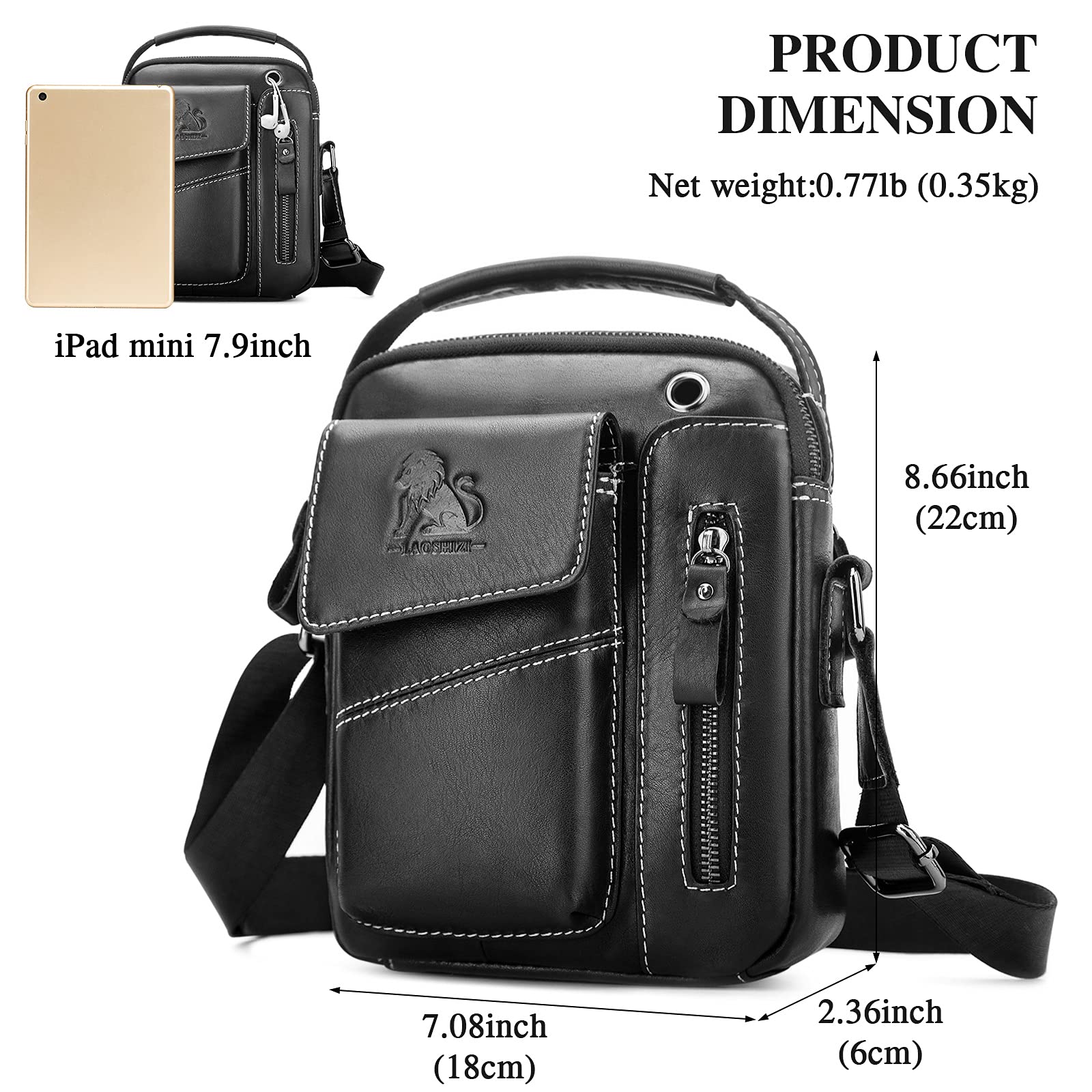BAIGIO Men's Genuine Leather Shoulder Bag CrossBody for Men Messenger Briefcase Handbag Satchel Bag Leather Purse