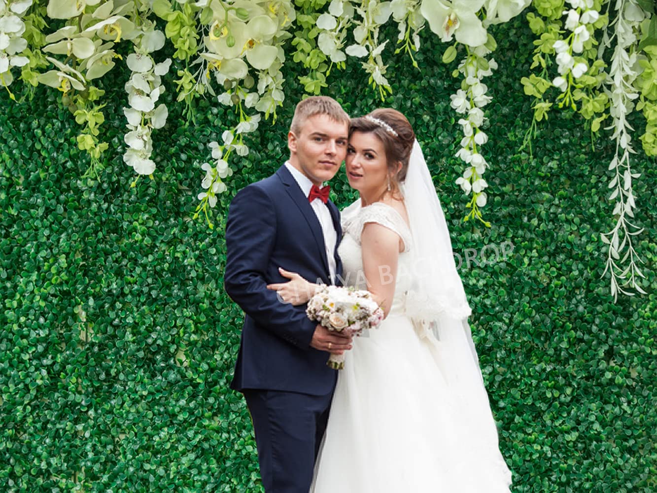 CHAIYA 8X6FT Greenery Backdrop with Flowers Green Leaf White Flower Photo Backdrops Bridal Shower Backdrop for Wedding Backdrops Reception Ceremony Birthday Party Decoration CY273