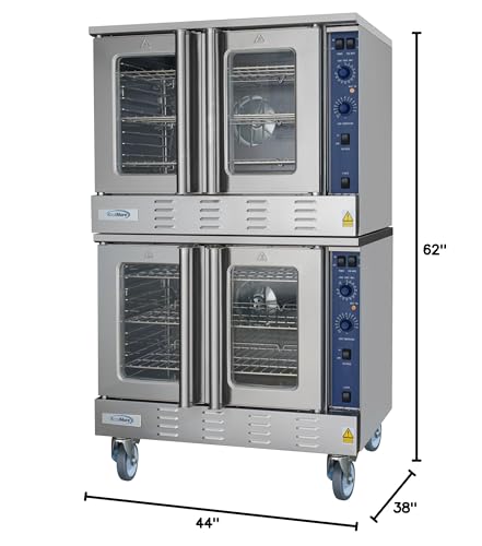 KoolMore 38 in. Full-Size Double Commercial Natural Gas Convection Oven 108,000 BTU With Stacking Kit in Stainless-Steel (KM-DCCO54-NG)