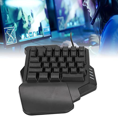 BALITY One Handed Keyboard, Mini Gaming Keyboard LED Backlit Accurate Control Wide Compatibility for Dorm for Home for Game