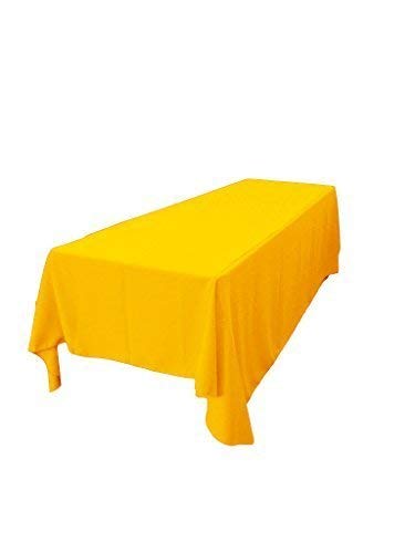 LA Linen Polyester Poplin Washable Rectangular Tablecloth, Stain and Wrinkle Resistant Table Cover 90x132, Fabric Table Cloth for Dinning, Kitchen, Party, Holiday 90 by 132-Inch, Yellow Dark