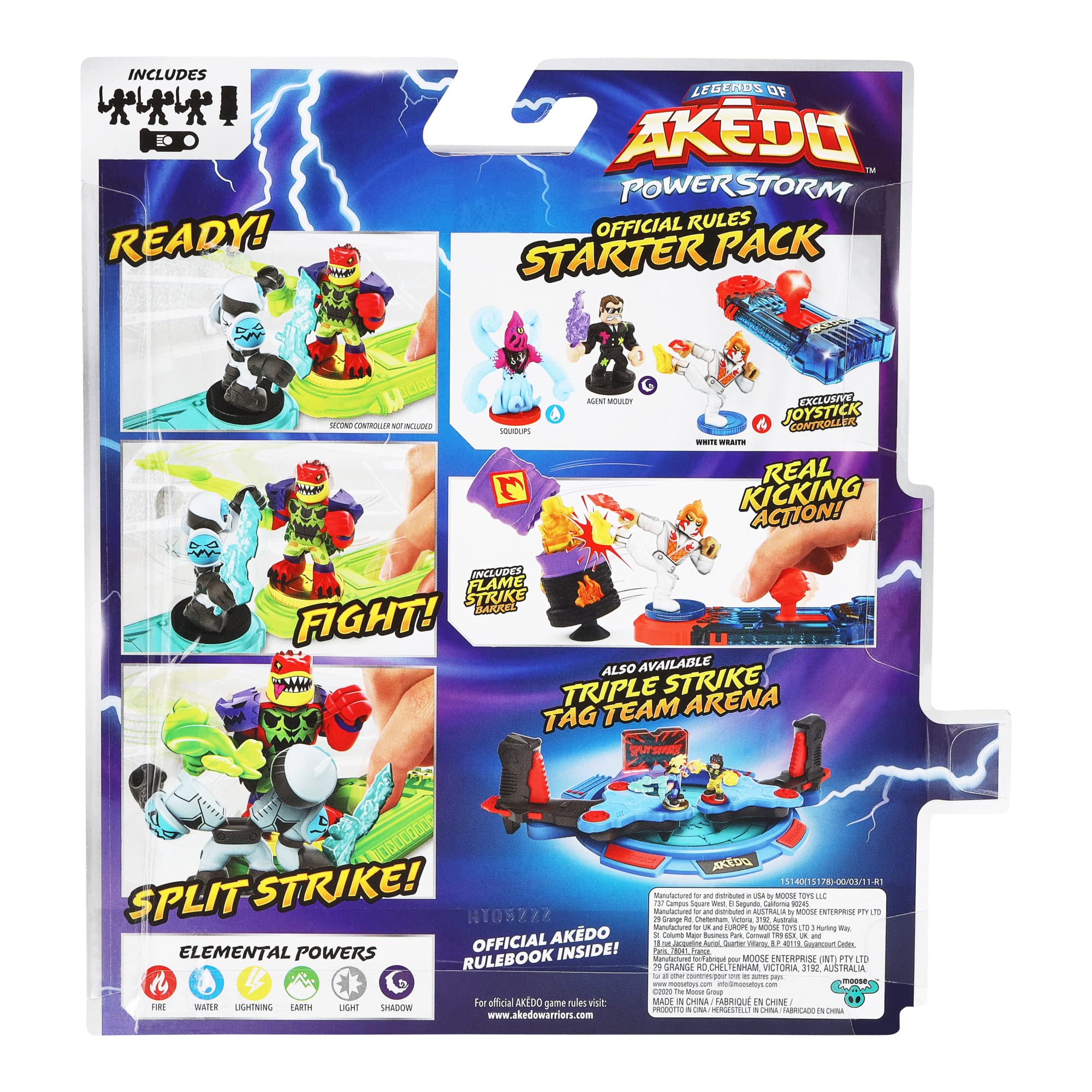 Legends of Akedo Powerstorm Official Rules Starter Pack Legendary Kick Attack 3 Mini Battling Action Figures with Training Practice Piece and Exclusive Joystick Controller