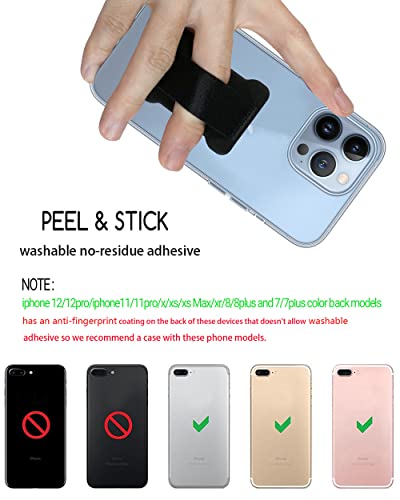 WUOJI Cell Phone Finger Grip Strap Holder for Hand, Phone Grip Compatible with Most Smartphones,Universal Cell Phone Grips Band Holder for Back of Phone - 2Pack(Black)