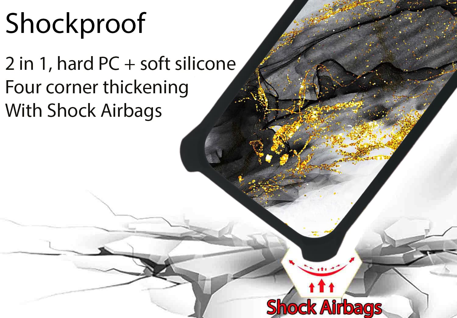 Boost Mobile Celero5G+ Plus Case Compatible with Celero 5G+ Plus Phone Case Cover [with Tempered Glass Screen Protector][Hard PC + Soft Silicone][Ring Support] [Gold Glitter+Luminous] JSH-HDL