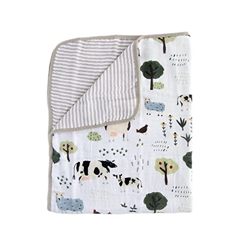 Red Rovr 100% Certified Organic Cotton Muslin Baby Blanket | Multi-Layer Muslin Quilt | Newborn & Toddler | Soft, Lightweight | Nursery, Stroller | Machine Wash | 30" x 40" | Family Farm