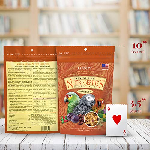 LAFEBER'S Senior Bird Nutri-Berries Pet Bird Food, Made with Non-GMO and Human-Grade Ingredients, for Parrots, 10 oz