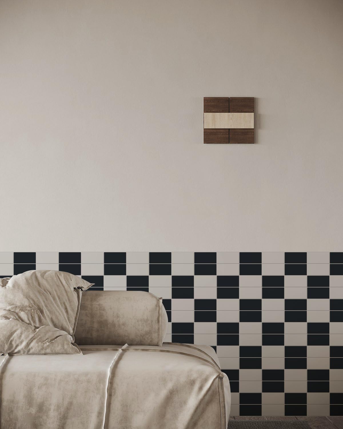 Avant Decor | 56 Tiles | Stone Composite Subway Solid Color Tiles | Peel and Stick Kitchen Backsplash Tiles | Wall Tiles | 3β x 6β | Bex Metro Matte Cotton | 7 sqft